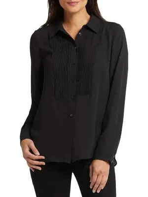 NYDJ Tuxedo Style Button-up Shirt - Black