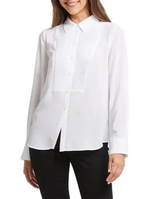 NYDJ Tuxedo Style Button-up Shirt - Optic White