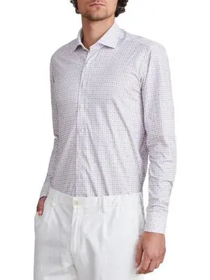 EMANUEL BERG 4flex Stretch Modern Fit Check Knit Dress Shirt - Light Pastel Pink