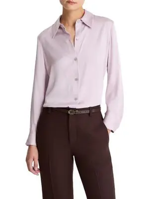 Vince Slim Fit Silk Blend Shirt - Iris Quartz