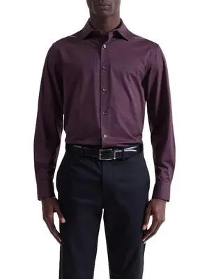 Bugatchi James Ooohcotton® Herringbone Button-up Shirt Burgundy