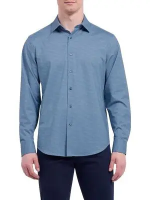 Bugatchi James Ooohcotton® Herringbone Button-up Shirt Cobalt