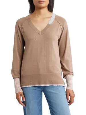 HATLEY Cary V-neck Sweater - Taupe