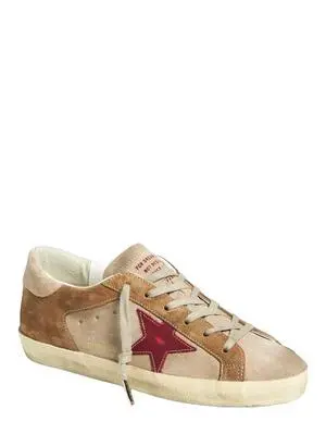 GOLDEN GOOSE Super-Star Low Top Sneaker Tabacco/dark Beige/red