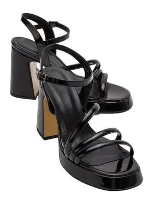 PROLOGUE SHOES HEAS Platform Sandal Black Faux Leather