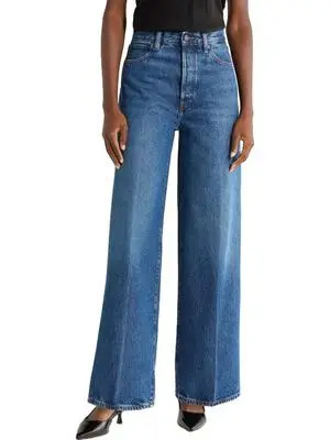 FRAME The Collegiate Super High Waist Wide Leg Jeans - Galactic