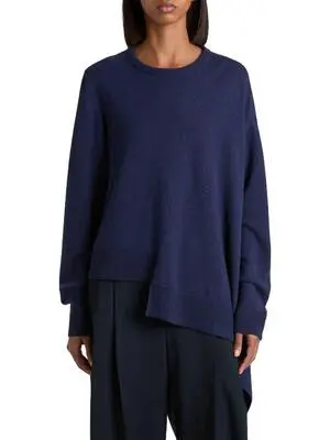 Alexander McQueen Asymmetrical Cashmere And Wool Crewneck Sweater - After Blue