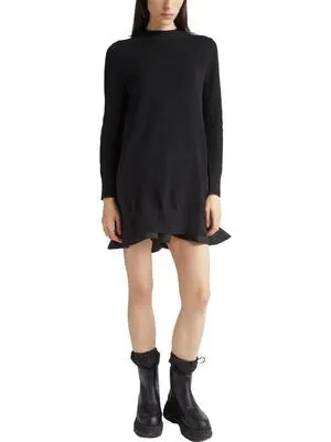 SACAI Suiting Mixed Media Long Sleeve Sweater Dress