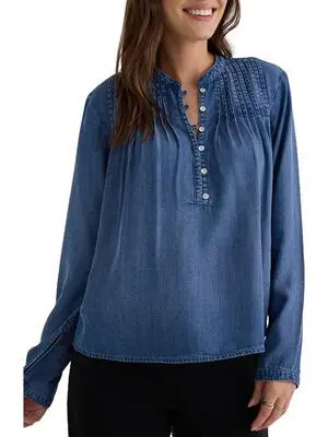 Bella Dahl Pintuck Denim Top - Skyline Spray Wash