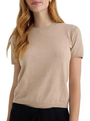 Bella Dahl Short Sleeve Cotton & Cashmere Top - Sable Sand