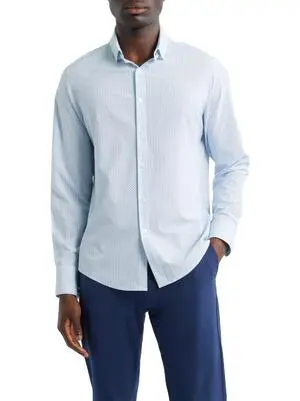 Mizzen+main Leeward Trim Fit Micropattern No Tuck Button-up Shirt - White Circle Mosaic