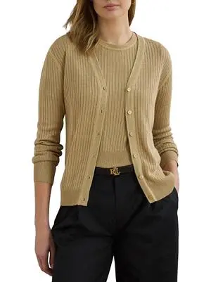 RALPH LAUREN Linen Blend Rib Cardigan