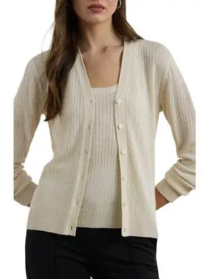 RALPH LAUREN Linen Blend Rib Cardigan