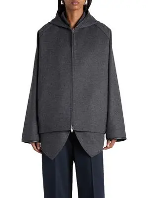 Bottega Veneta Double Face Wool Hooded Jacket - 1307 Charcoal Melange