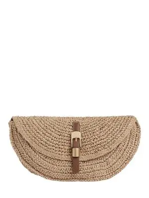 REISS Aria Woven Clutch - Natural