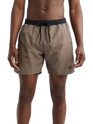 BOSS Starfish Volley Swim Trunks - Medium Brown
