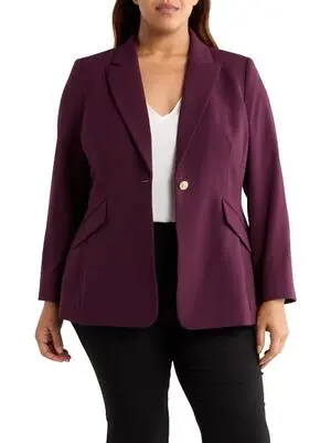 TAHARI ASL Tailored One-button Jacket - Plum