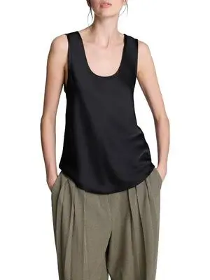 KENNETH COLE Satin Scoop Neck Tank - Black