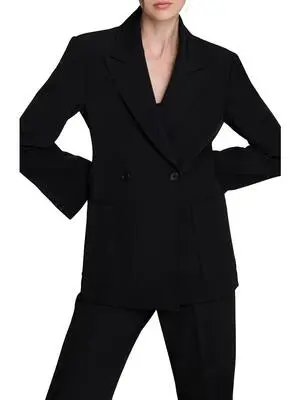 KENNETH COLE Luxe Twill Double-breasted Blazer - Black