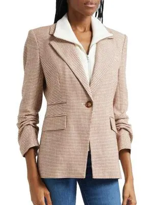 Veronica Beard Battista Houndstooth Dickey Jacket Whisky Multi
