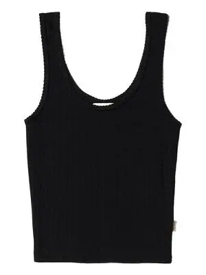Brixton Pointelle Stitch Cotton Tank - Black