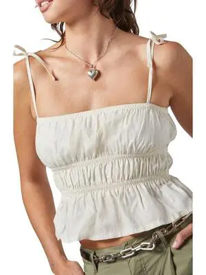 Brixton Eden Smocked Crop Camisole - Off White