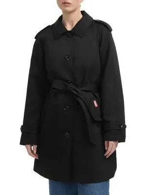 Hunter Stacy Water Resistant Gabardine Trench Coat - Black