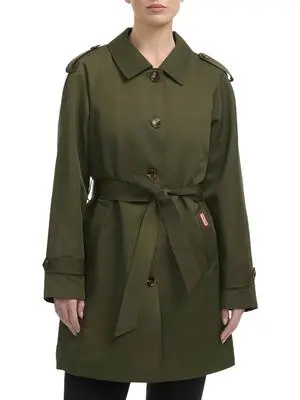 Hunter Stacy Water Resistant Gabardine Trench Coat - Hunter Green