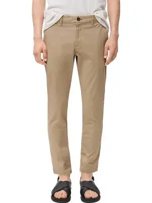 Mango Prato Crop Tapered Stretch Cotton Chinos Beige
