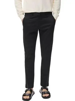 Mango Prato Crop Tapered Stretch Cotton Chinos Black