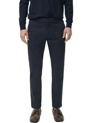 Mango Prato Crop Tapered Stretch Cotton Chinos - Dark Navy