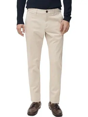 Mango Prato Crop Tapered Stretch Cotton Chinos Ecru