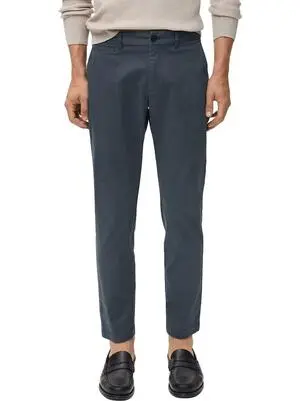 Mango Prato Crop Tapered Stretch Cotton Chinos - Indigo Blue