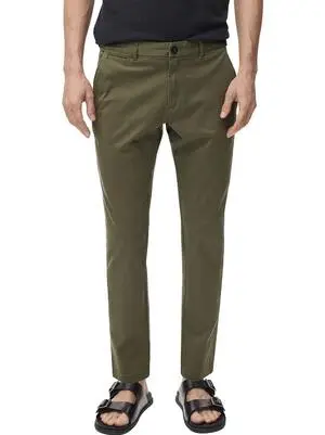 Mango Prato Crop Tapered Stretch Cotton Chinos - Khaki Green