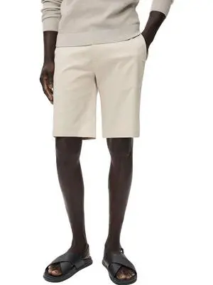 Mango Flat Front Stretch Cotton Bermuda Shorts - Beige