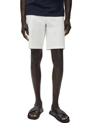 Mango Flat Front Stretch Cotton Bermuda Shorts - White