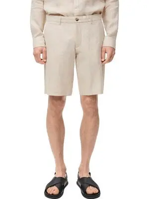 Mango Slim Fit Linen Bermuda Shorts - Ecru