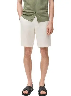 Mango Slim Fit Linen Bermuda Shorts - Off White
