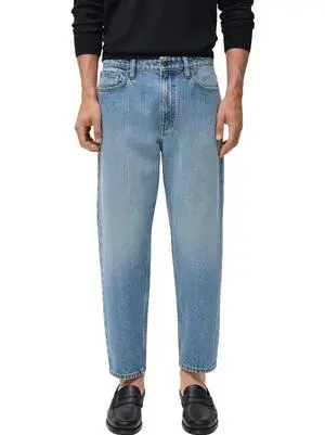 Mango Crop Tapered Jeans Medium Blue