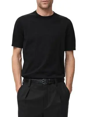 Mango Short Sleeve Cotton Crewneck Sweater - Black