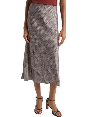 Vince Pressed Plaid Satin Slip Skirt - Multi Plaid