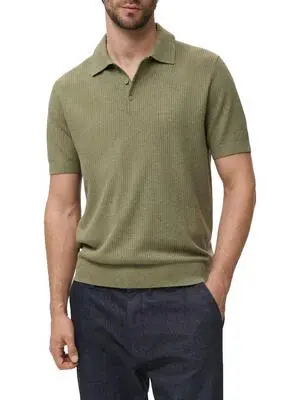 Mango Ribbed Polo Sweater - Dark Green