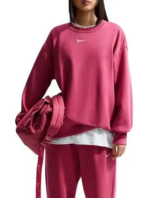 Nike Phoenix Fleece Oversized Crewneck Sweatshirt - Sweet Beet/sail