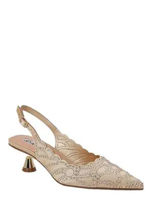 LADY COUTURE Scallop Top Line Slingback Pump Gold
