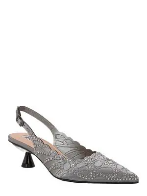LADY COUTURE Scallop Top Line Slingback Pump Pewter