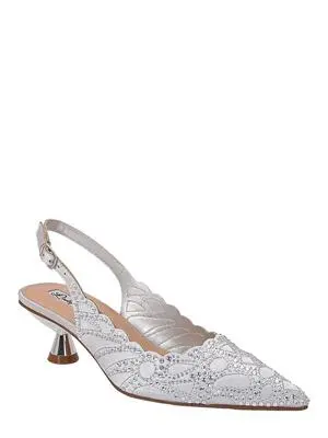 LADY COUTURE Scallop Top Line Slingback Pump Silver
