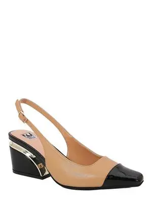 NINETY UNION Patent Metal Heel Slingback Pump - Camel
