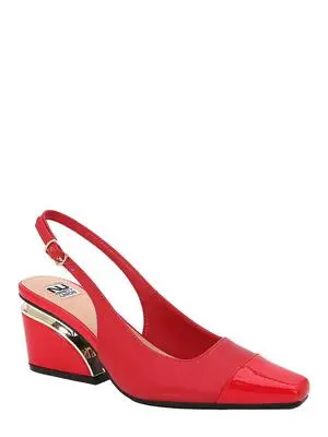 NINETY UNION Patent Metal Heel Slingback Pump - Red