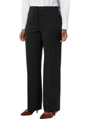 Marina Rinaldi Michela Pinstripe Stretch Jersey Pants - Black