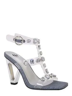 NINETY UNION Jewel Geometric Heel Sandals - Blue Denim